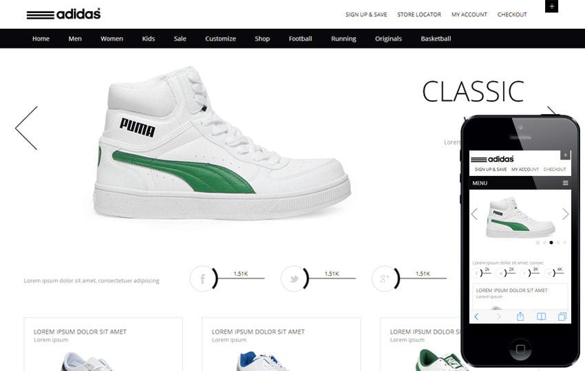 Template web sepatu html & css